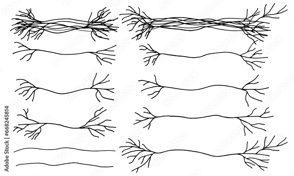 Poster Set of bare branches of tree in hand drawn style – Wall Art ...