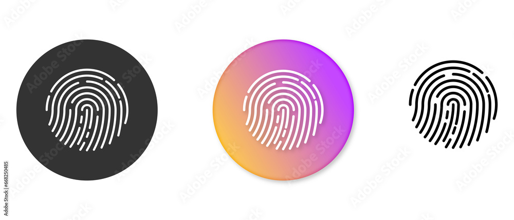 fingerprint digital icon, finger print symbol, thumb biometric scan ...