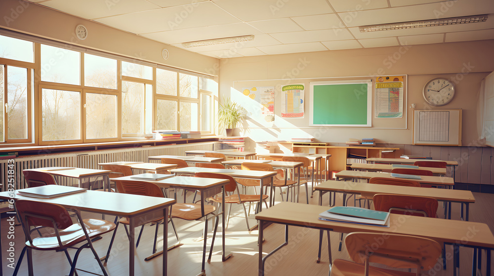 Empty Classroom interior. Back to school concept in high school ...