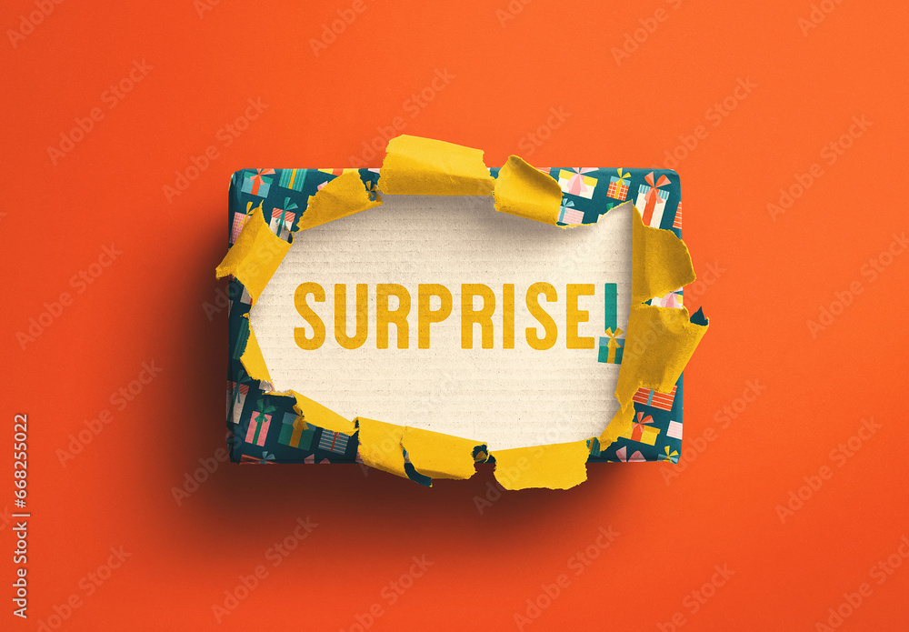 Gift Box Ripped Wide Open Mockup Stock Template | Adobe Stock