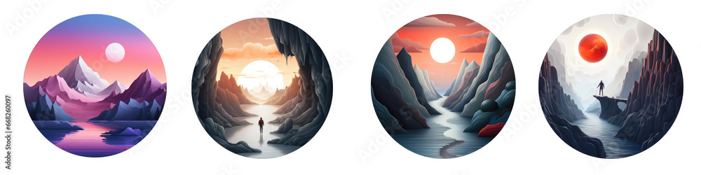 Unexplored Realms clipart collection, vector, icons isolated on ...