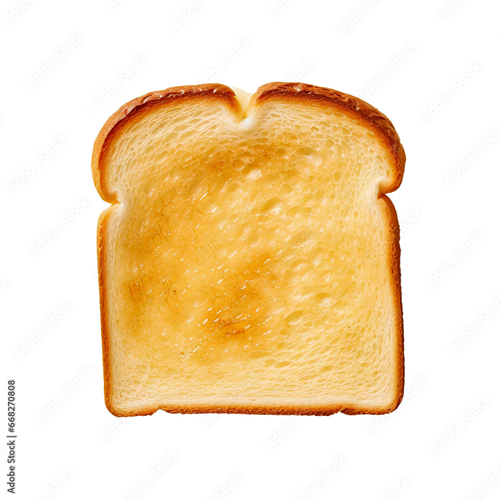 Butter Toast slice isolated on white. Close-up of toast, top view ...
