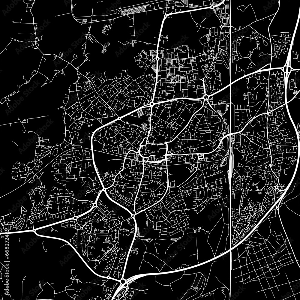1:1 square aspect ratio vector road map of the city of Crawley in the ...