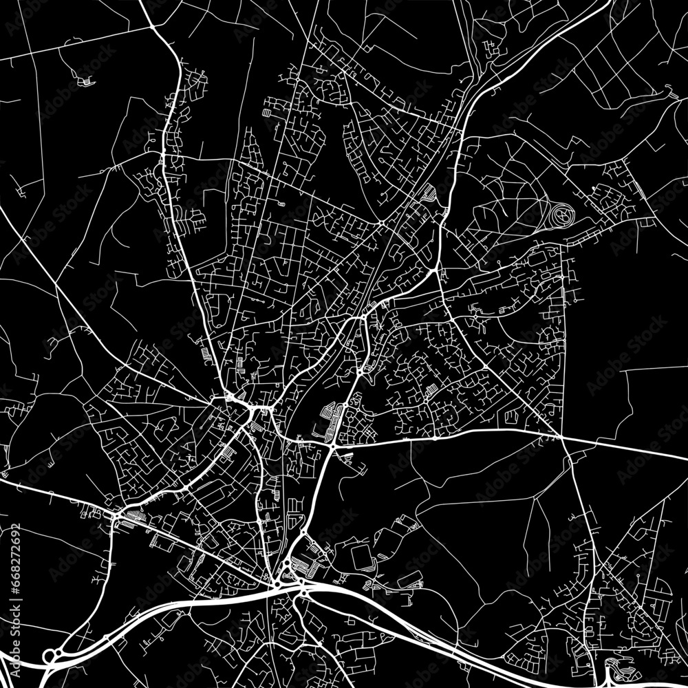 1:1 square aspect ratio vector road map of the city of Cannock in the ...