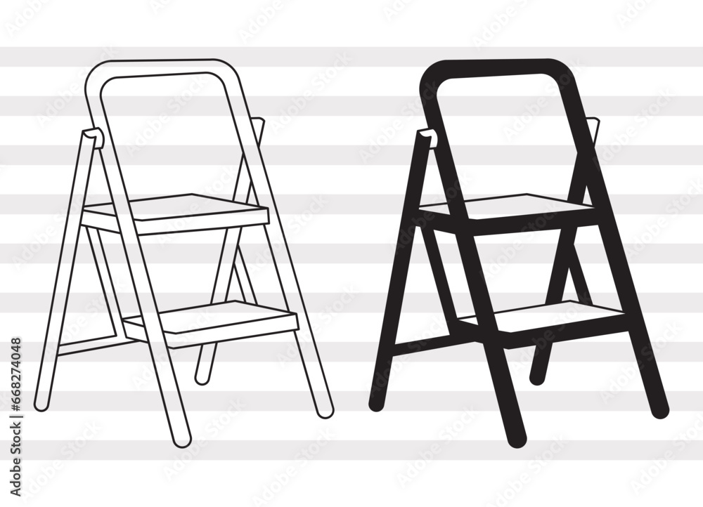 Vetor de Ladder SVG, Step Ladder Svg, Wooden Ladder Svg, Firefighter ...