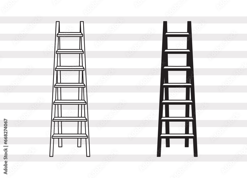 Vetor de Ladder SVG, Step Ladder Svg, Wooden Ladder Svg, Firefighter ...