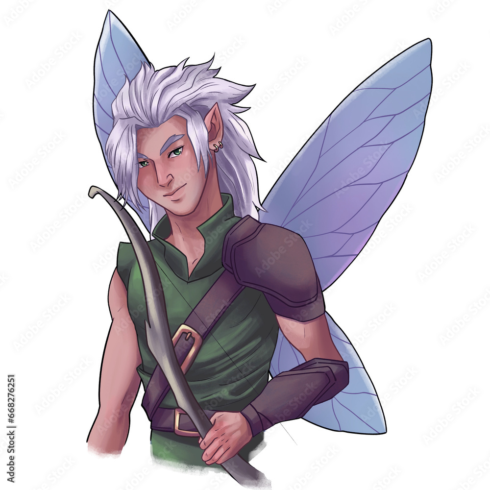 PNG transparent background fantasy character illustration. Male elf ...