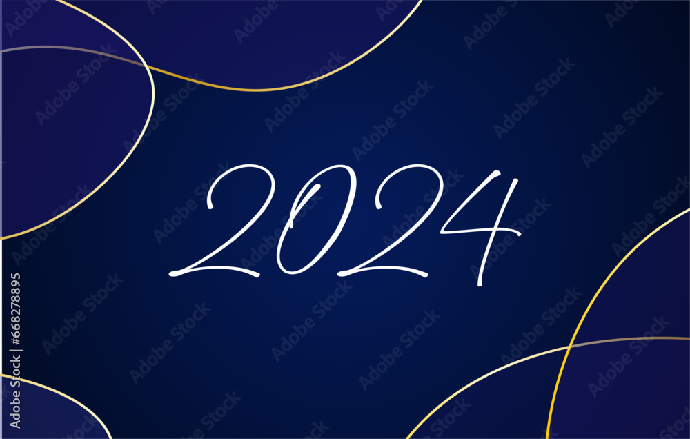 2024 white number on the navy blue with gold background. Horizontal ...