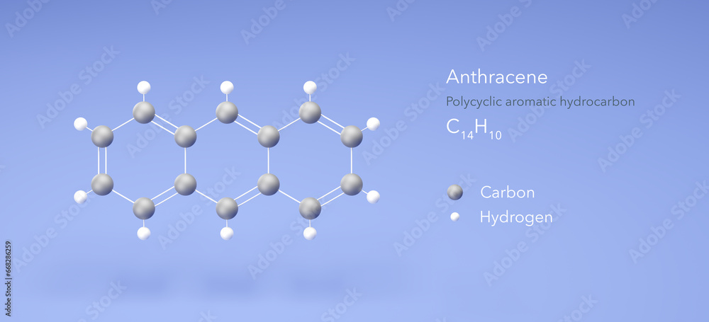 Anthracene Molecule Molecular Structures Polycyclic Aromatic Hydrocarbon 3d Model Structural