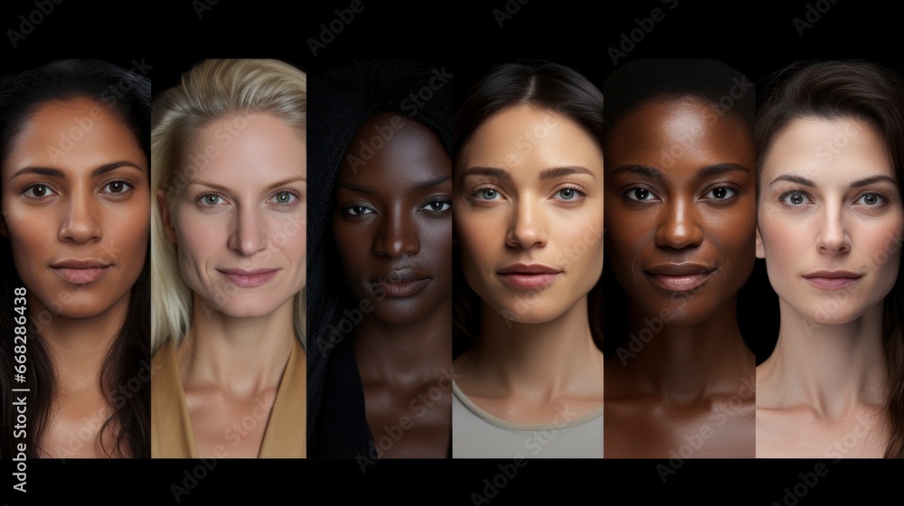Faces of beautiful women in 3D of different ethnicities and ages on a ...
