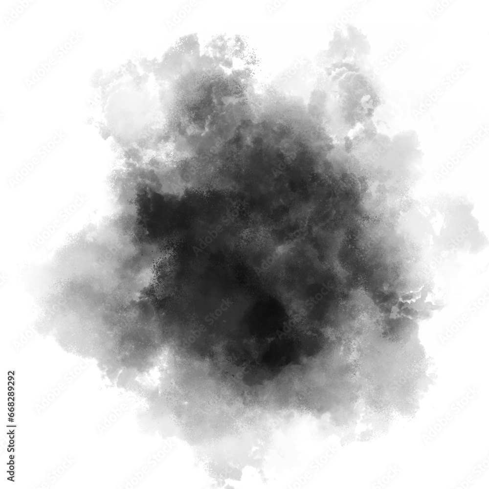 Black color powder explosion isolated on transparent background ...