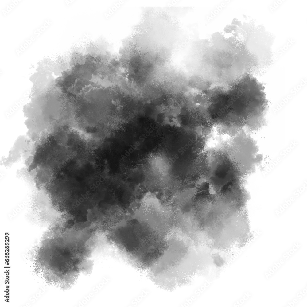 Black color powder explosion isolated on transparent background ...