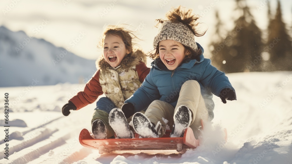 Snowy Adventures: the excitement of sledding in a winter wonderland ...