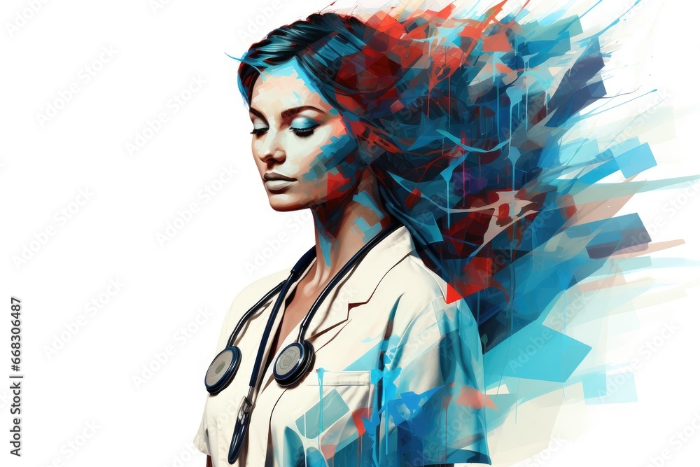 Abstract art of a nurse as the anchor of healthcare Stock Illustration ...