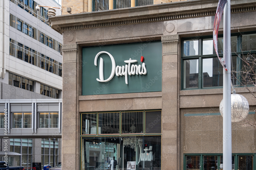 Dayton's logo sign on the building at the original, flagship Dayton's ...