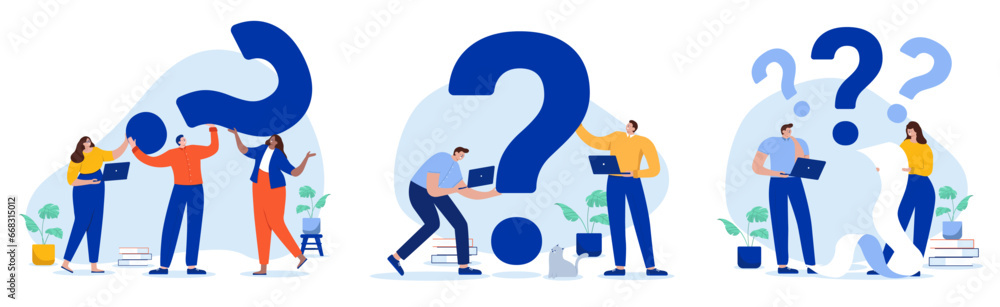 Business question illustration collection - Set of vectors with people ...