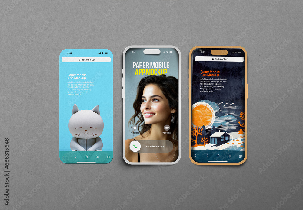 App Mobile Paper Mockup Stock Template | Adobe Stock