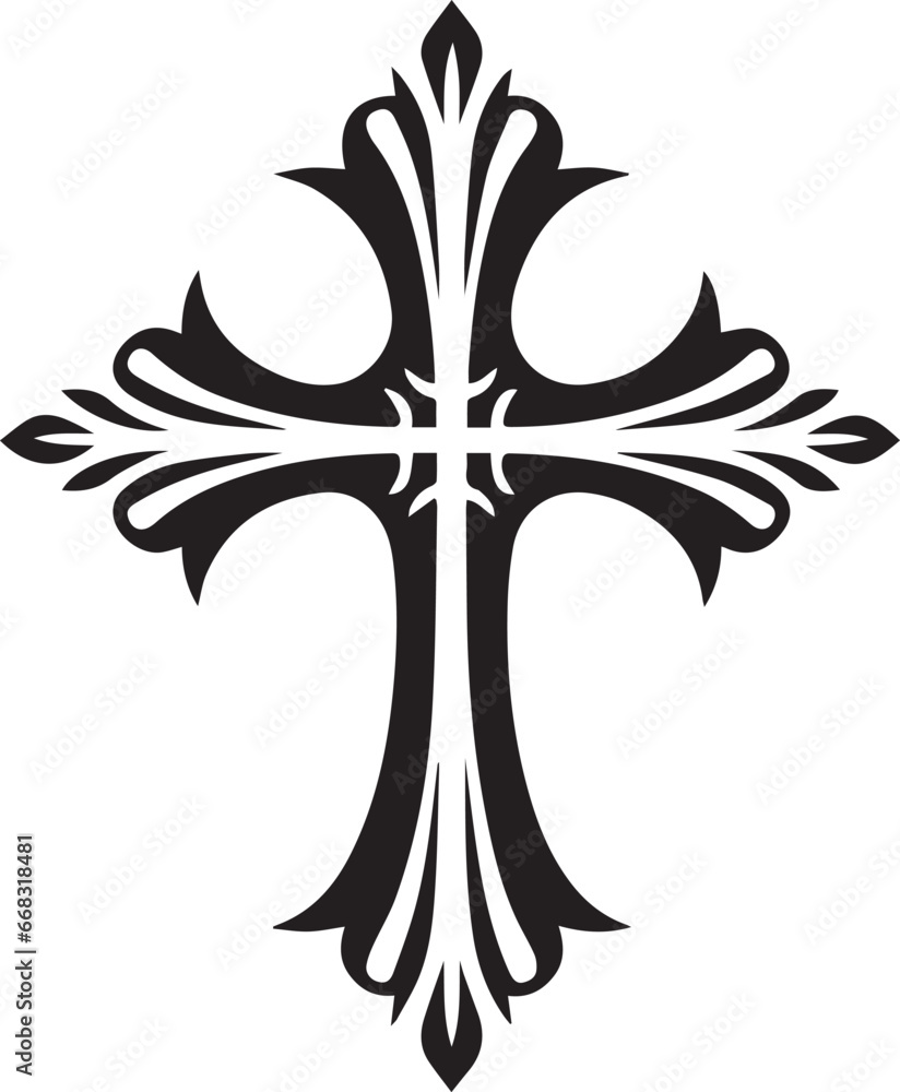 Simple catholic cross, Vector Template for Cutting and Printing Stock ...