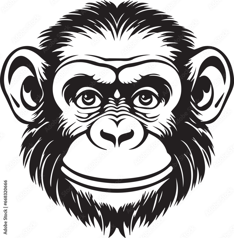 Chimpanzee Face, Vector Template for Cutting and Printing Stock Vector ...