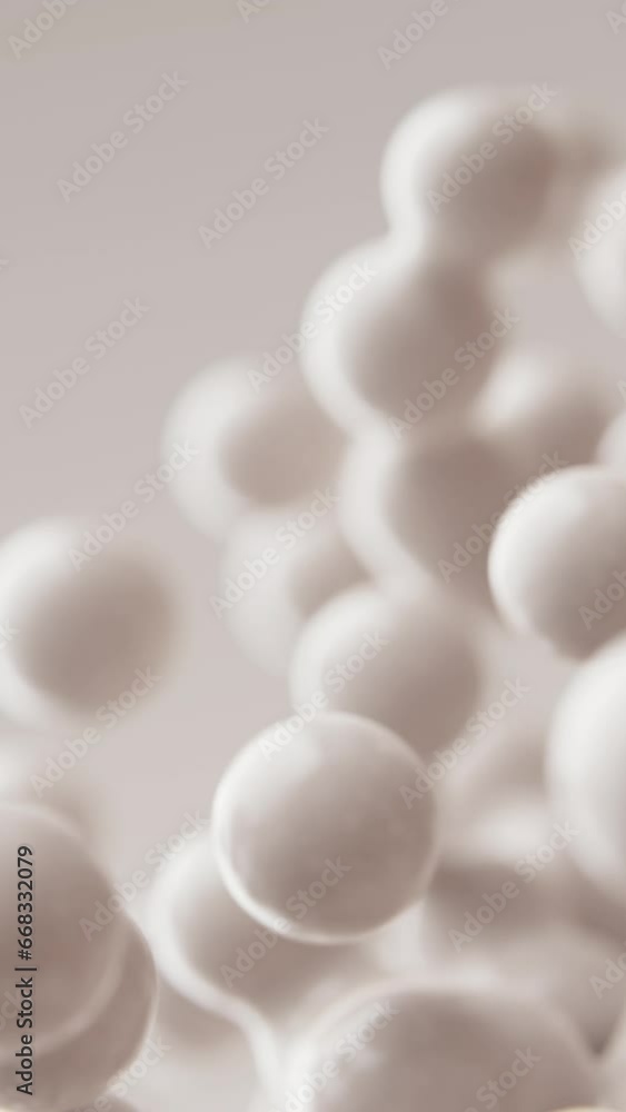 Abstract vertical 3D render animation moving motion milky white milk ...