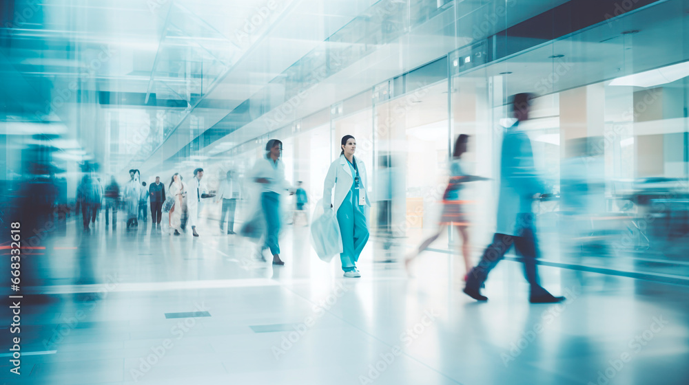 Hospital interior abstract background. Long exposure blurred motion of ...