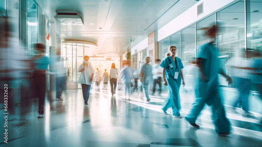 Hospital interior abstract background. Long exposure blurred motion of ...