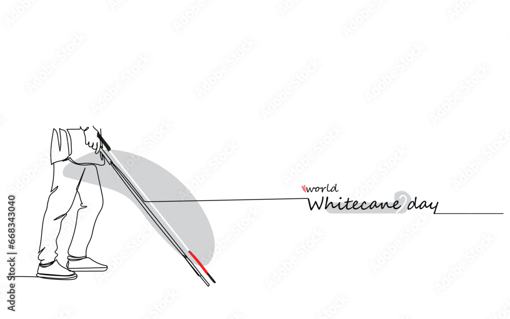 World white cane day in October line art. White cane safety day ...