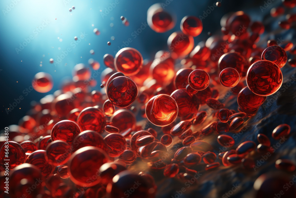 Blood cells coursing through capillaries, fueling the body's vital ...