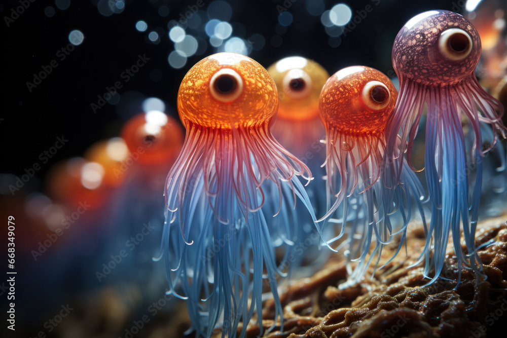 Rotifers, tiny aquatic organisms, displaying their unique ciliated ...