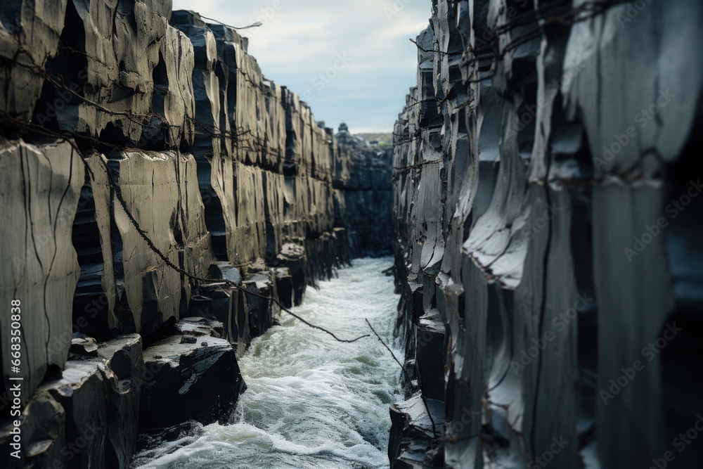 A crack in the dam wall, signifying the impending danger of a ...
