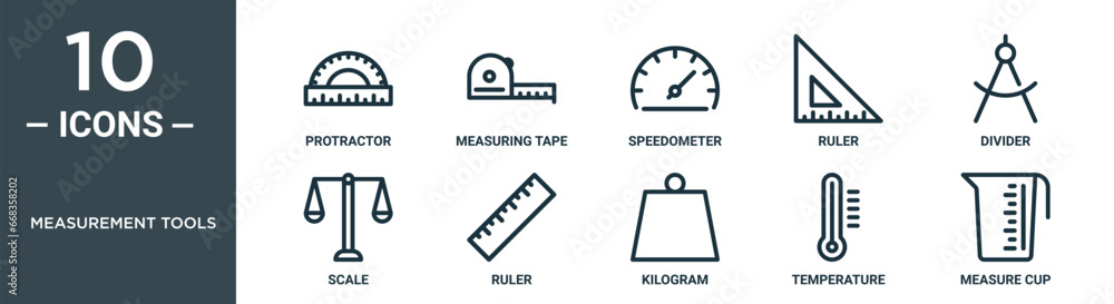 measurement tools outline icon set includes thin line protractor ...
