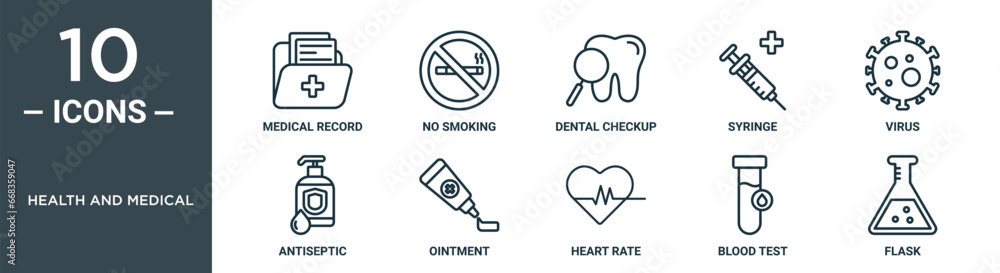 health and medical outline icon set includes thin line medical record ...