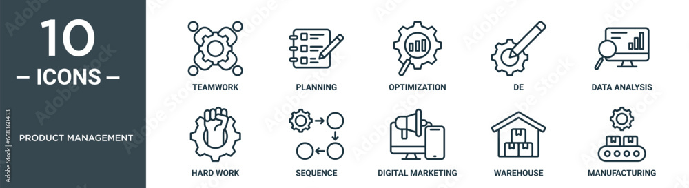 Vettoriale Stock product management outline icon set includes thin line ... Vettoriale Stock product management outline icon set includes thin line ...