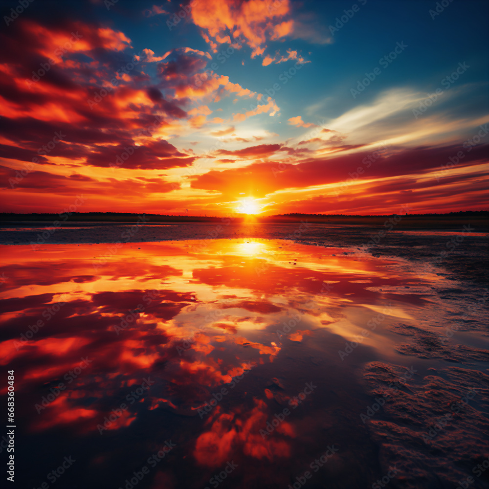 High-Resolution Ultra-Wide Capture of Beautiful Sunset Background Stock ...