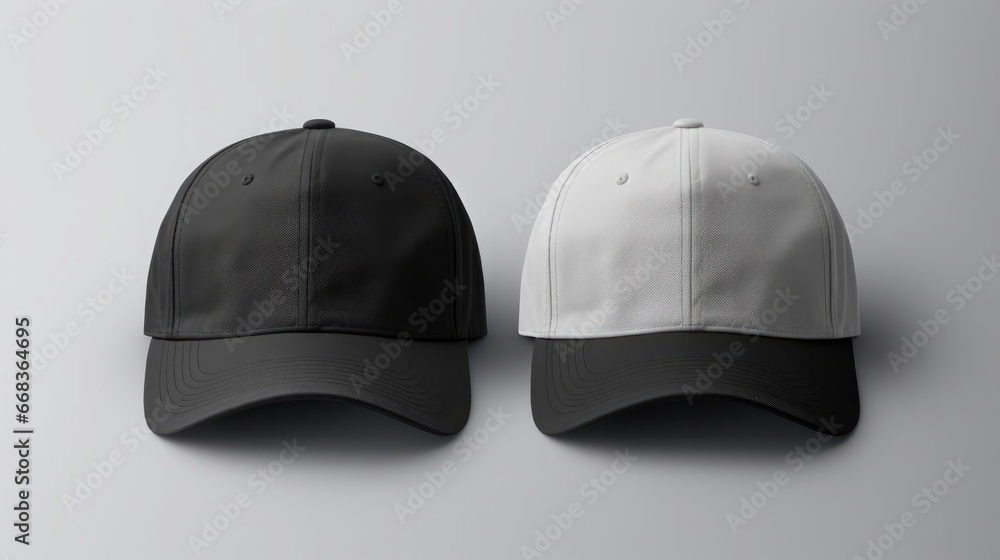 Two caps in different angles on a monochrome background. Mock up ...