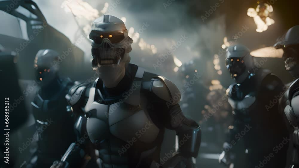 Scifi scene of a futuristic battle between humans and alien invaders ...