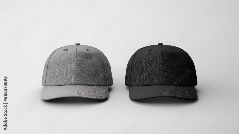 Two caps in different angles on a monochrome background. Mock up ...