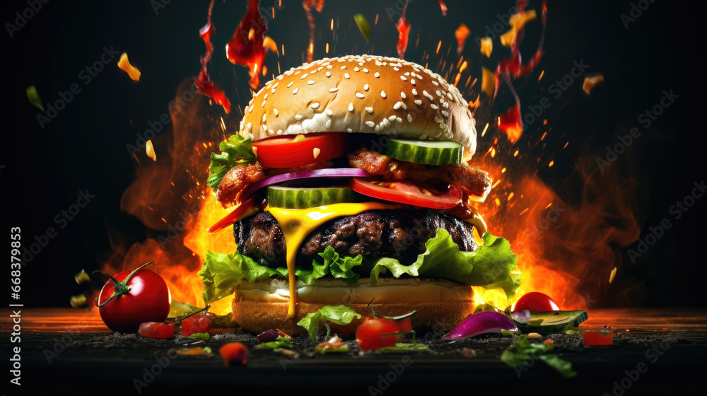 Flaming burgers bite sized and delicious grilled appetizers Stock Photo ...