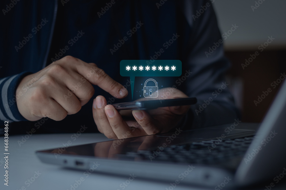 Cyber security in two steps authentication concept. Virtual safety ...