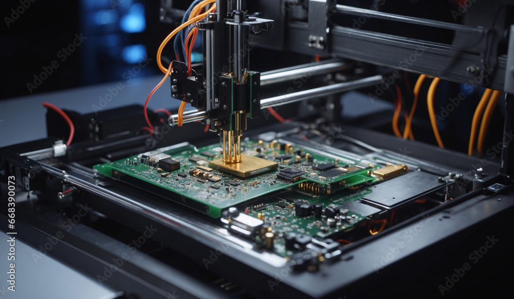 Robots in the production of electronic printed circuit boards. 3D ...