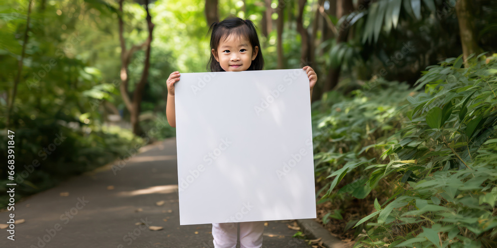 little girl or boy at outdoor kids children playground or forest ...