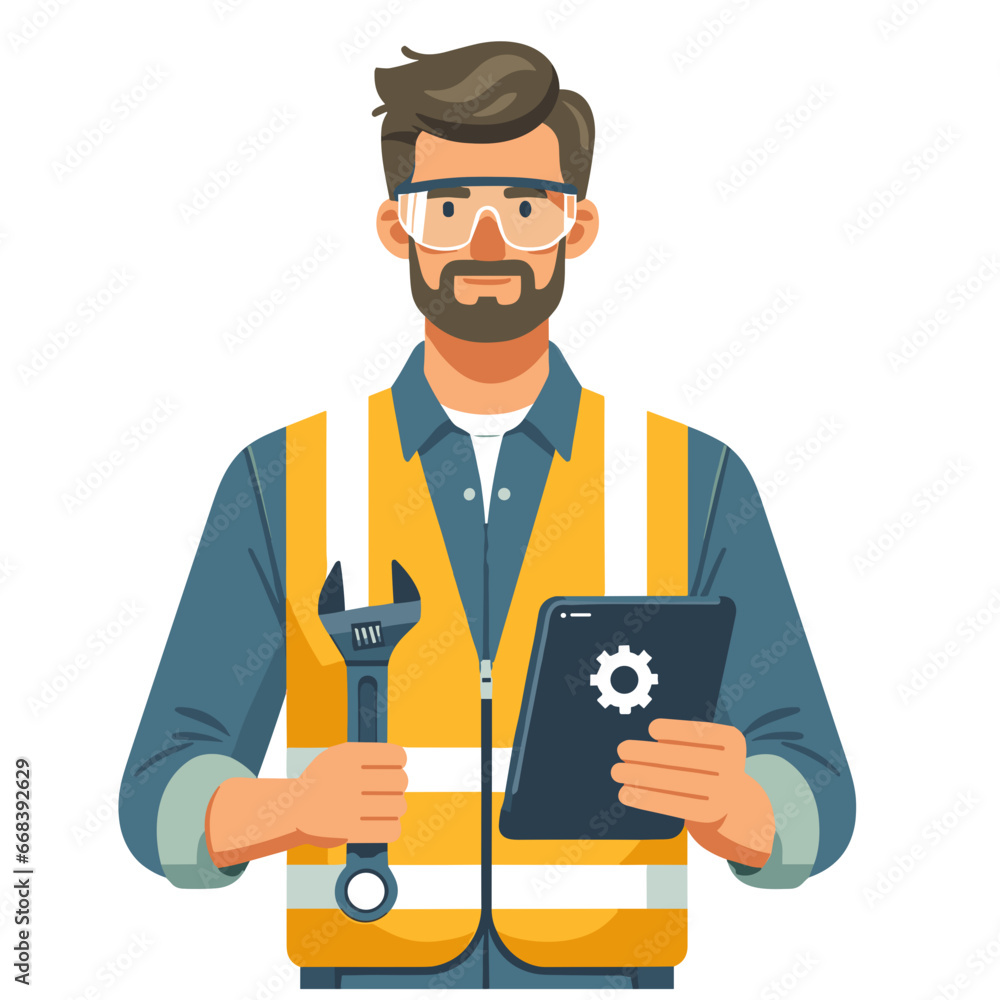 Man wearing safety equipment, personal protective equipment uniform ...