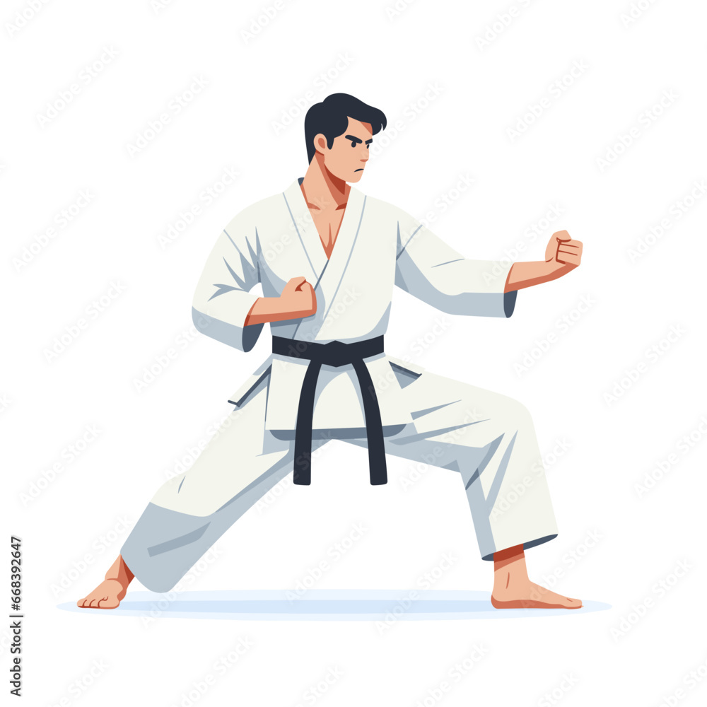 Taekwondo, karate action, karate dojo character, black belt, dojang ...