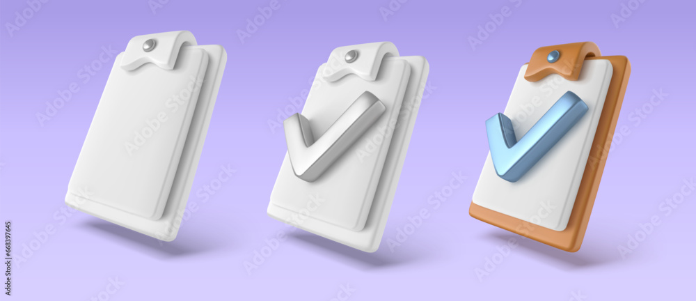 Set of Tablets with checklist done icon. Document application form ...