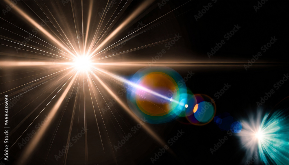 lens flare effect on black background abstract sun burst sunflare for ...