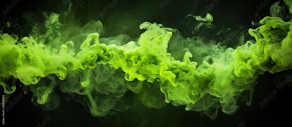 Toxic radioactive substance with green pigment flows causing ...