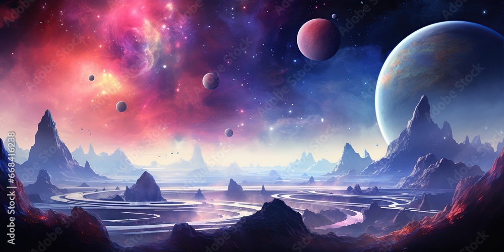 Surreal Cosmic Voyage: A captivating abstract artwork resembling a ...