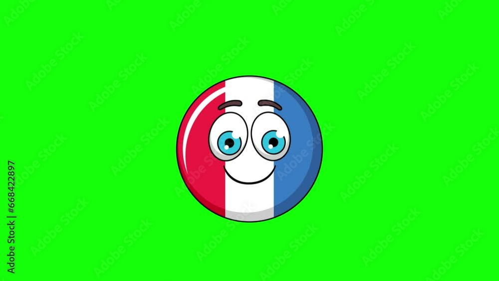 flag of france emoticon emoji with face savoring food, cartoon ...