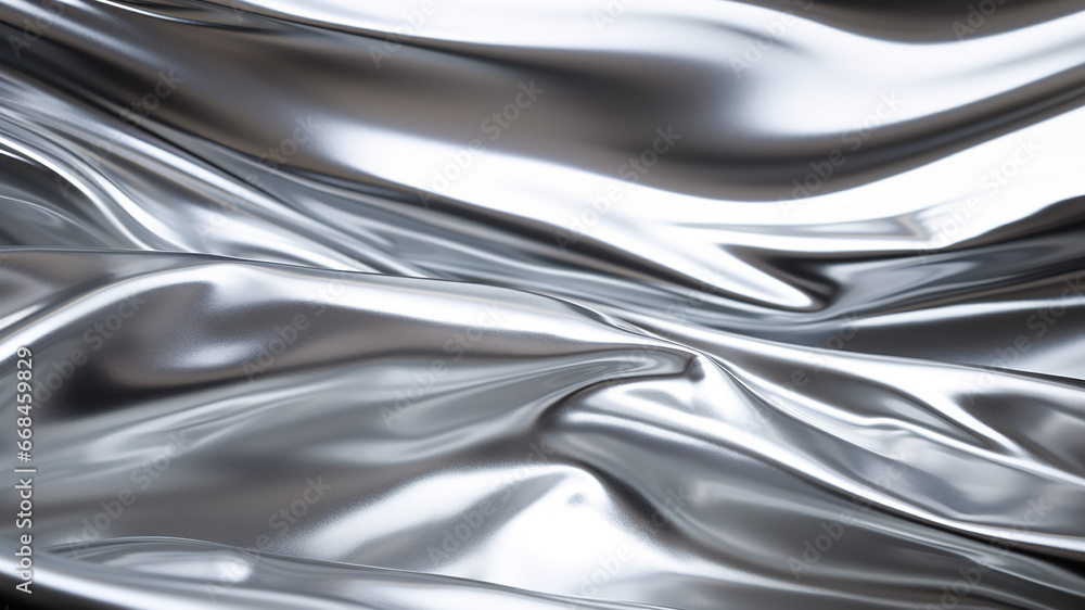 silver foil surface with crumpled shiny foil texture for backgrounds, seamless pattern ...
