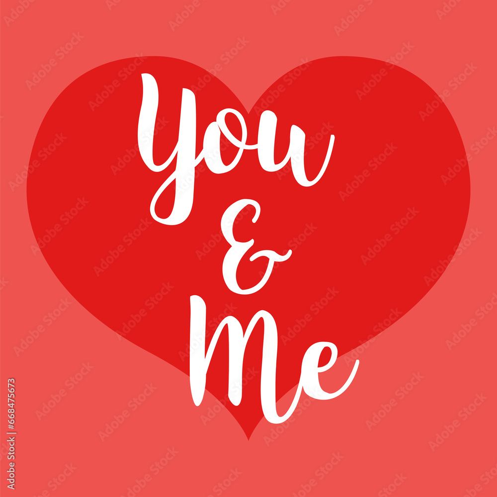 Digital png illustration of red heart with you and me text on ...
